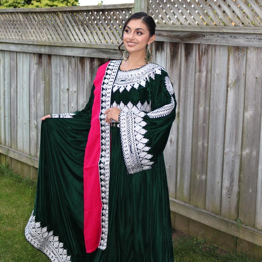 Traditional Afghani Dress With Handmade Gand & Charma Work | Afghan ...