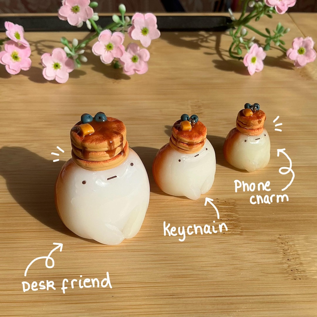 Maple Pancake Frog Figurine: Handmade Polymer Clay Desk Friend, Phone ...