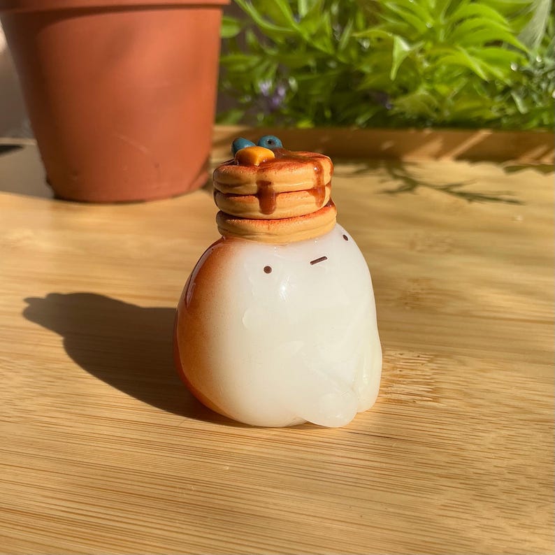 Maple Pancake Frog Figurine: Handmade Polymer Clay Desk Friend, Phone ...