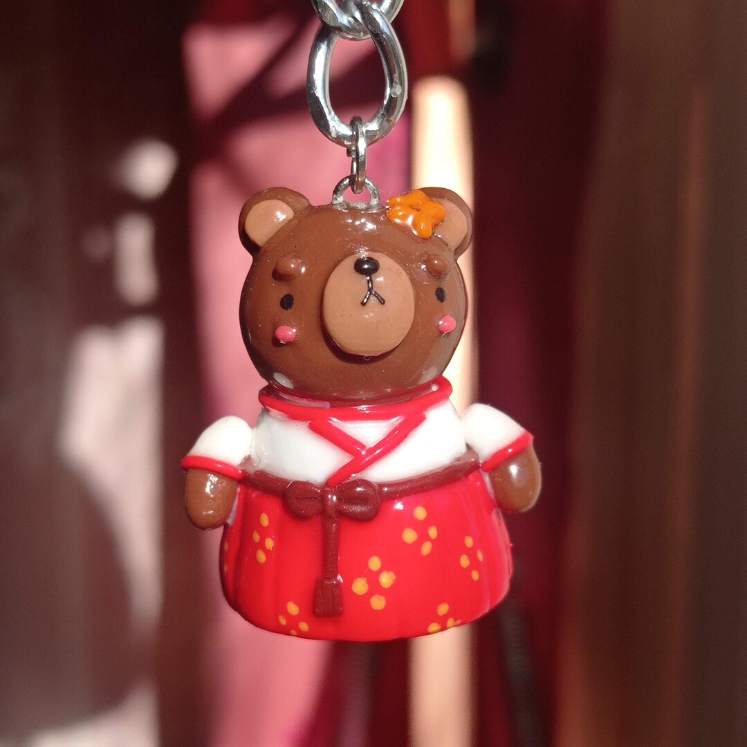 Hanbok Bear - Handmade Clay Keychain - Cute Bear Keychain - Cute Bag ...