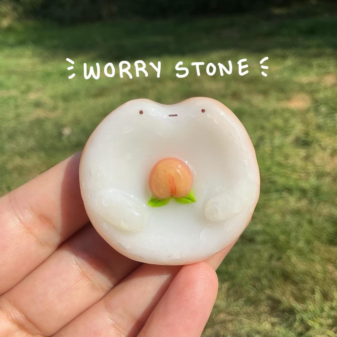 Peach Frog Worry Stone: Textured Fidget Toy for Anxiety Relief - Etsy ...
