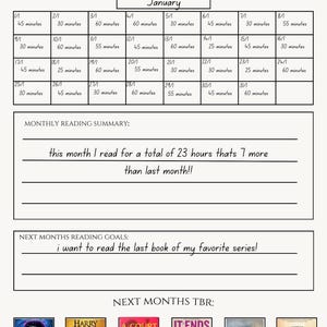 Monthly Reading Goal Template - Etsy