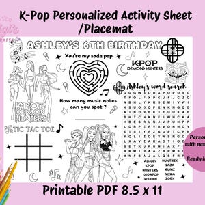 Kpop Activity Page, Printable PDF Digital Download, Kids Birthday ...