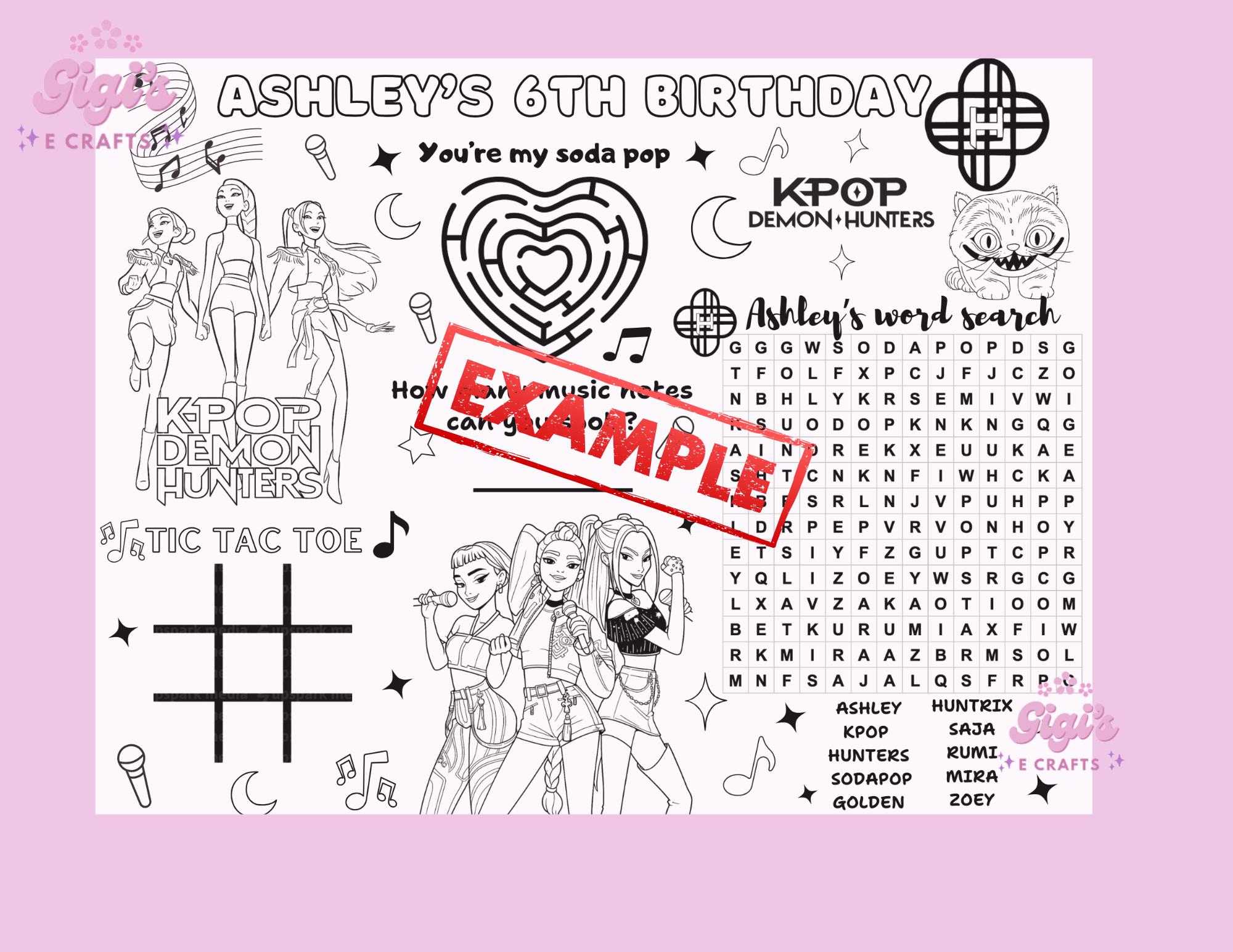 Kpop Activity Page, Printable PDF Digital Download, Kids Birthday ...