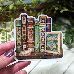 Holographic Book Sticker, Laminated Stickers, Words Are Magic ...