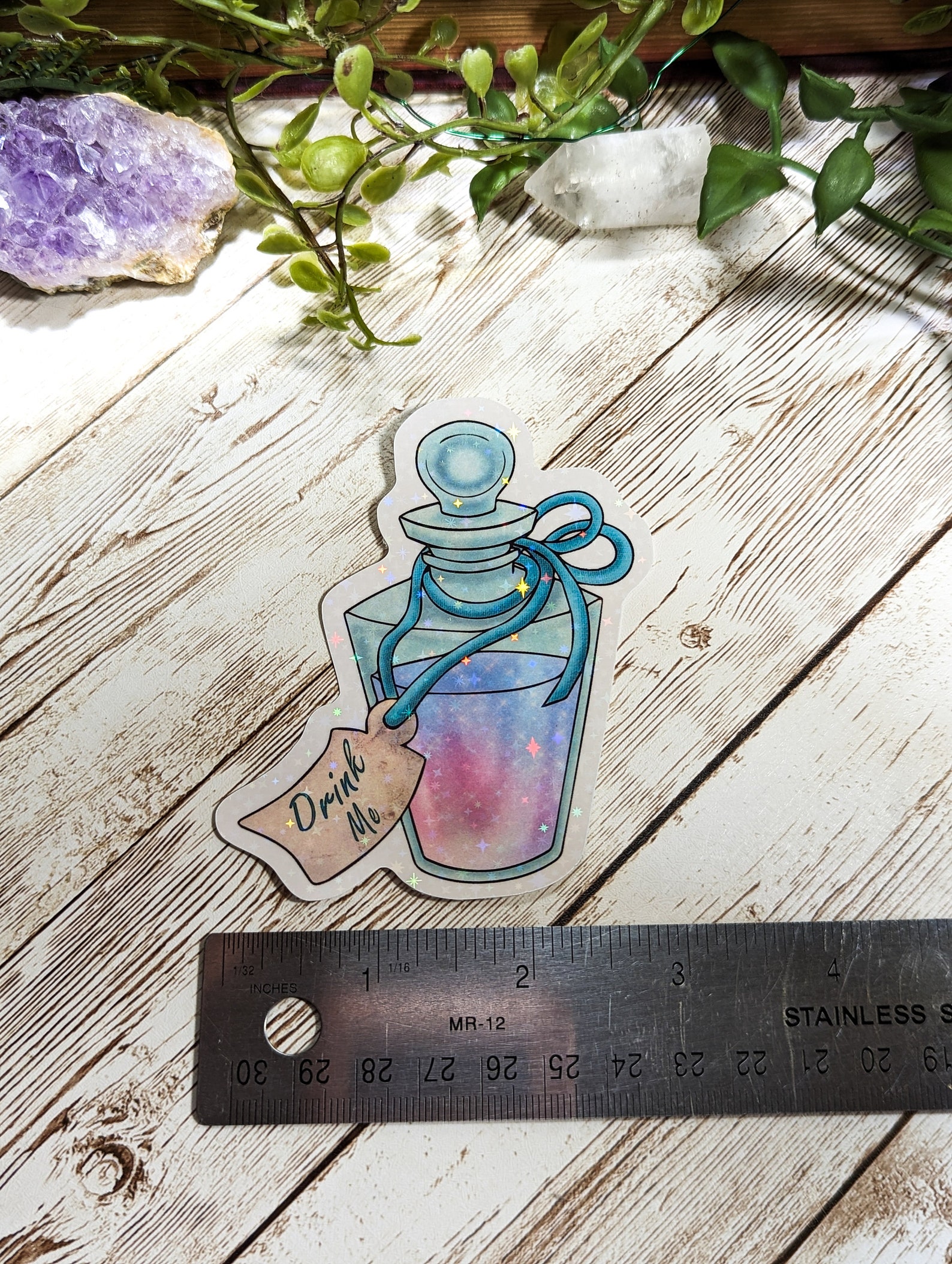 Drink Me Holographic Sticker, Potion Bottle, Alice in Wonderland ...