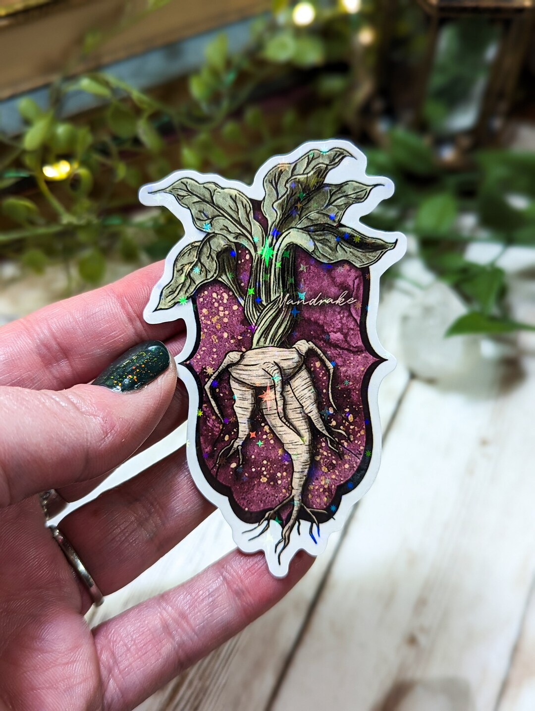 Holographic Mandrake Sticker, Laminated Stickers for Water Bottles ...