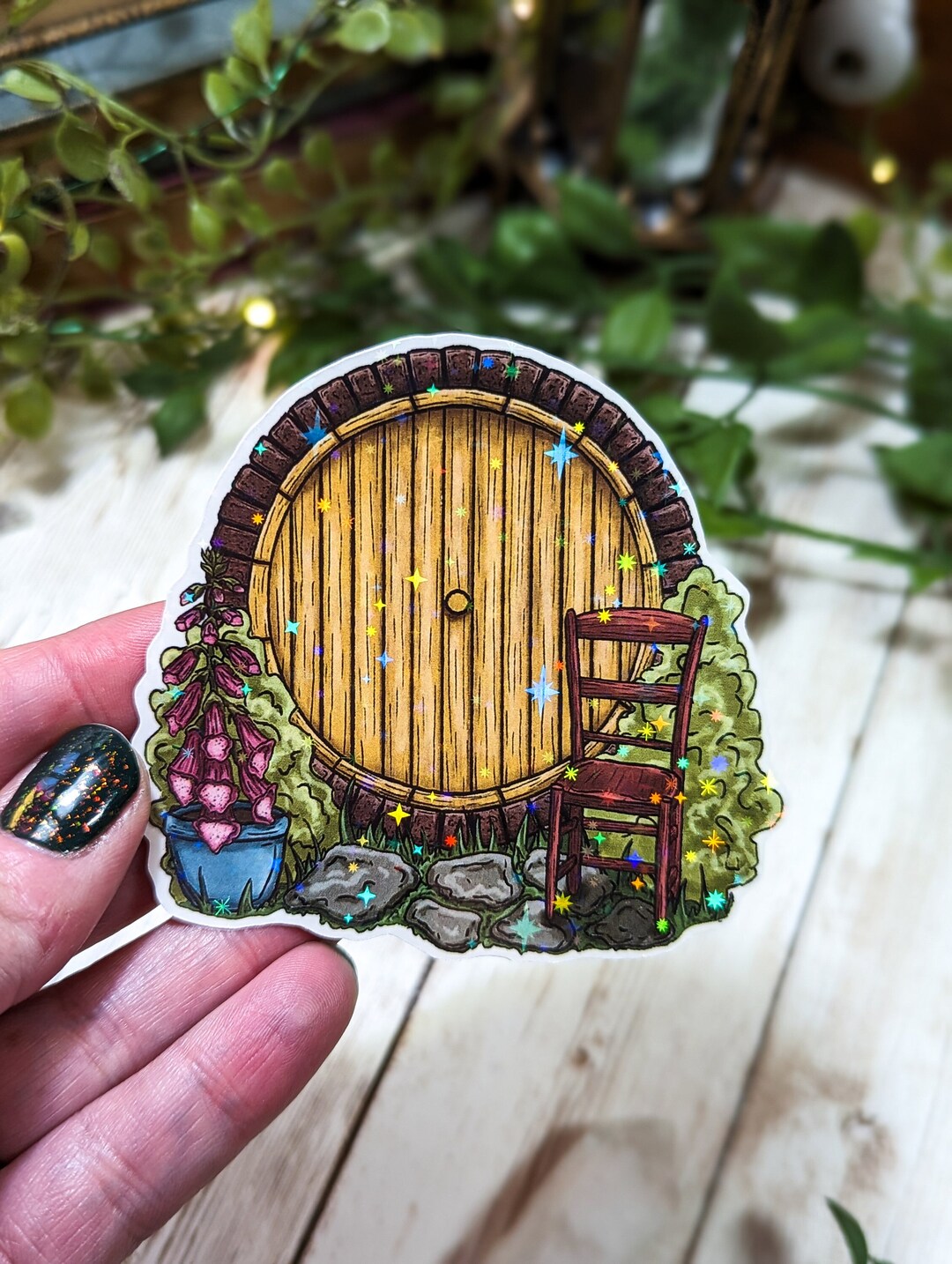 Holographic Hobbit Door Sticker, Laminated Stickers for Water Bottle ...