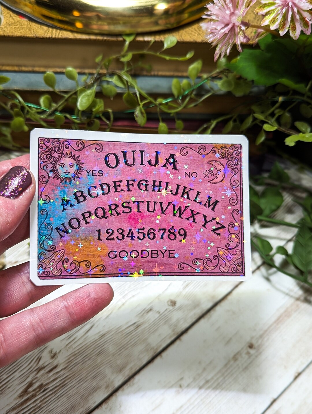 Ouija Holographic Sticker, Laminated Stickers, Spirit Board, Water ...