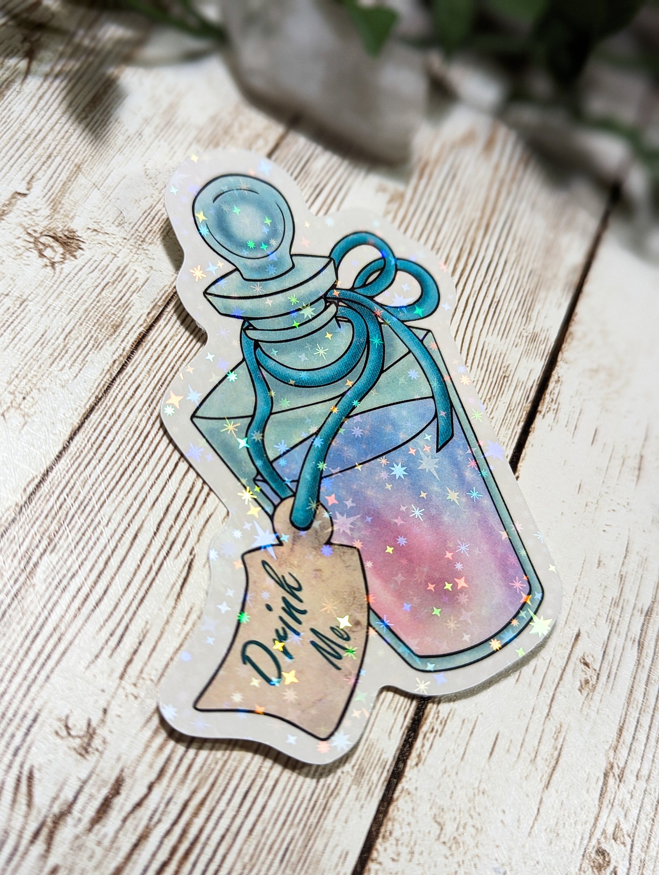 Drink Me Holographic Sticker, Potion Bottle, Alice in Wonderland ...