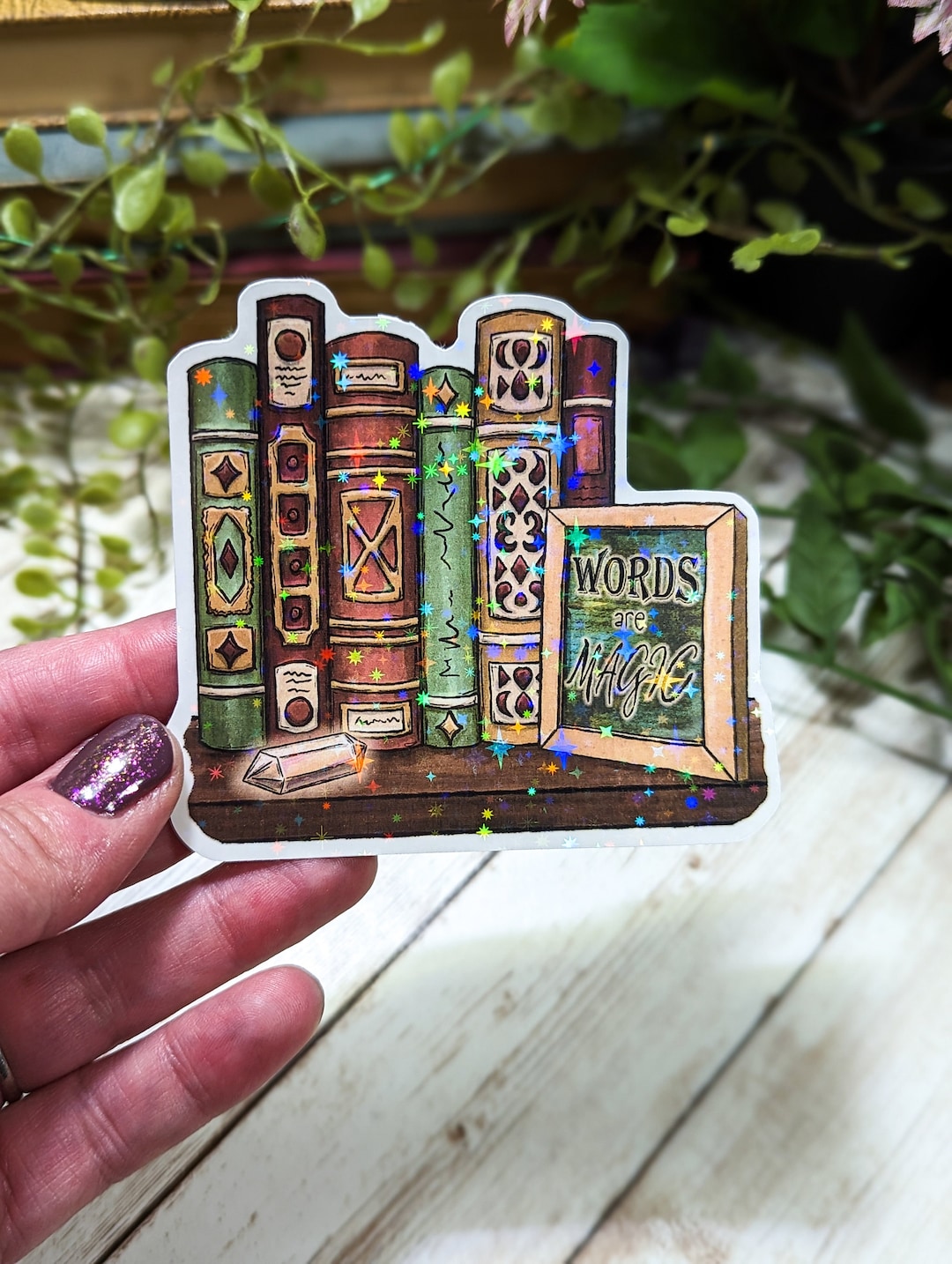 Holographic Book Sticker, Laminated Stickers, Words Are Magic ...