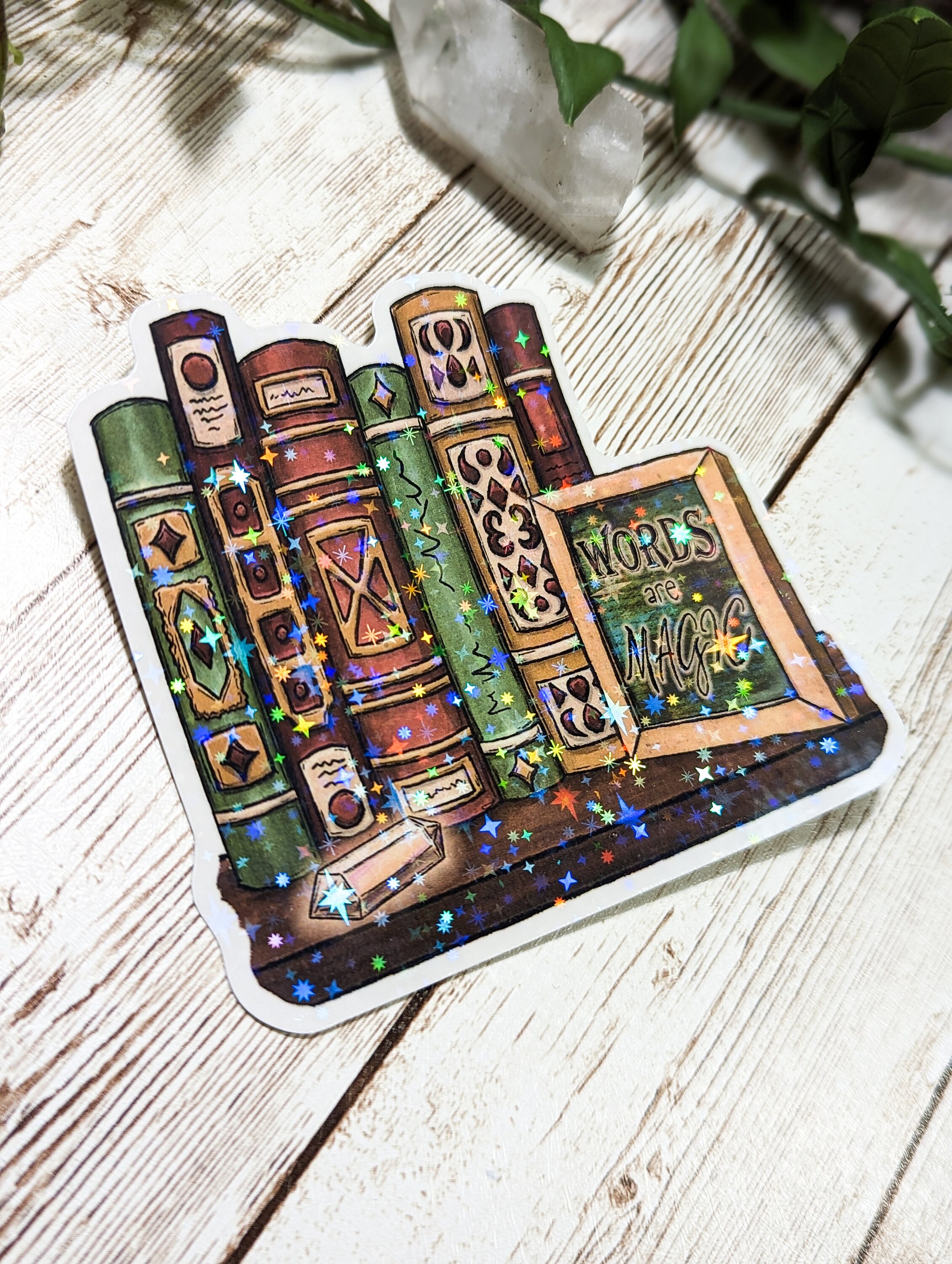 Holographic Book Sticker Laminated Stickers Words Are Magic - Etsy