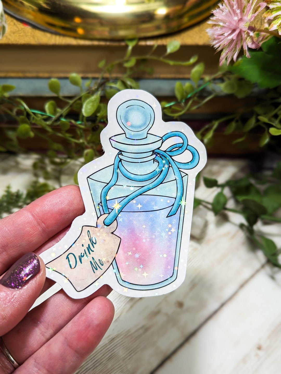 Drink Me Holographic Sticker, Potion Bottle, Alice in Wonderland ...