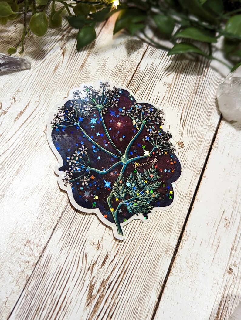 Holographic Hemlock Sticker, Laminated Stickers for Water Bottles ...