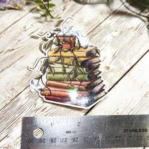 Stack of Books Holographic Sticker, Laminated Stickers, Laptop Decal ...