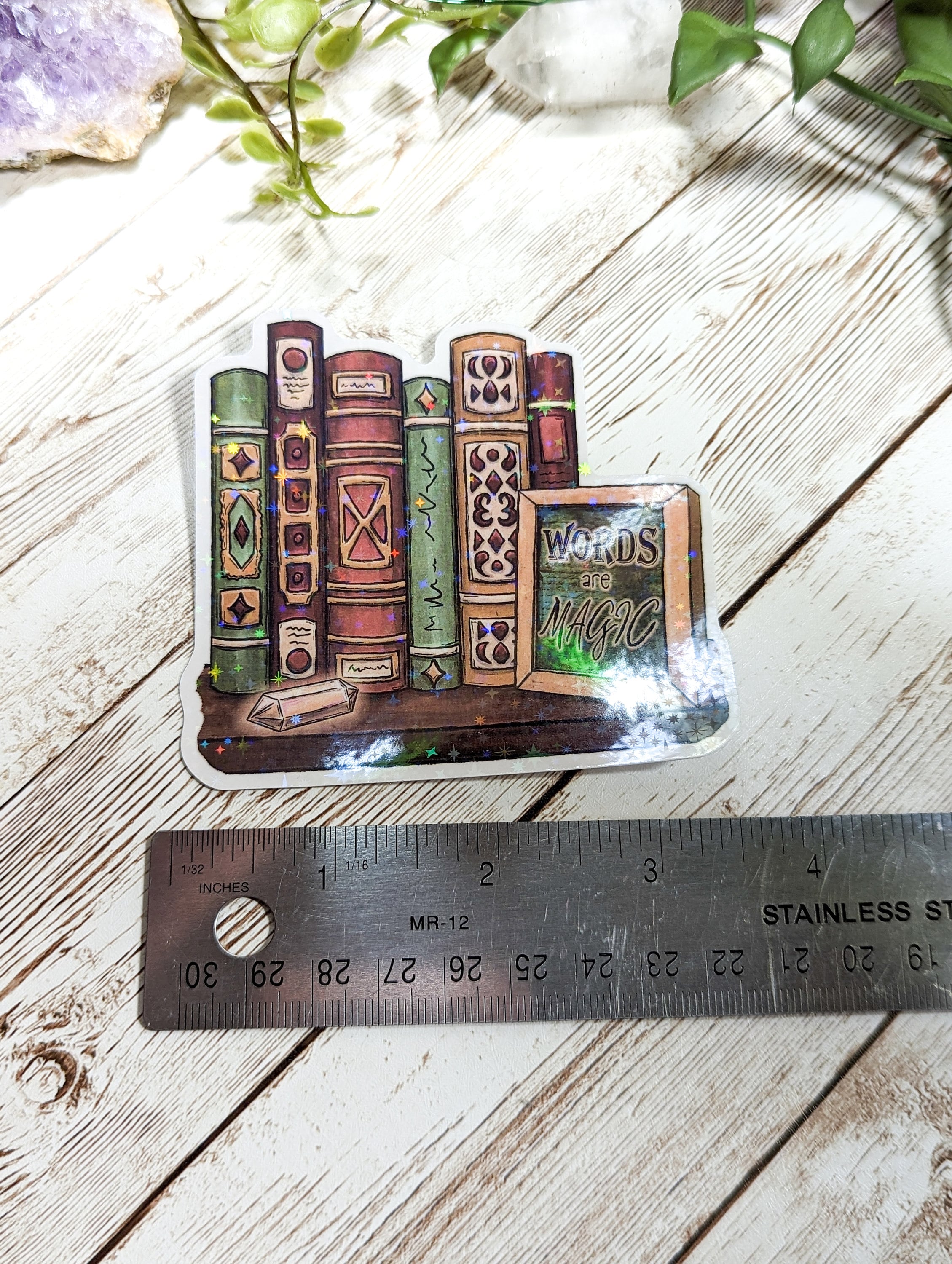 Holographic Book Sticker Laminated Stickers Words Are Magic - Etsy