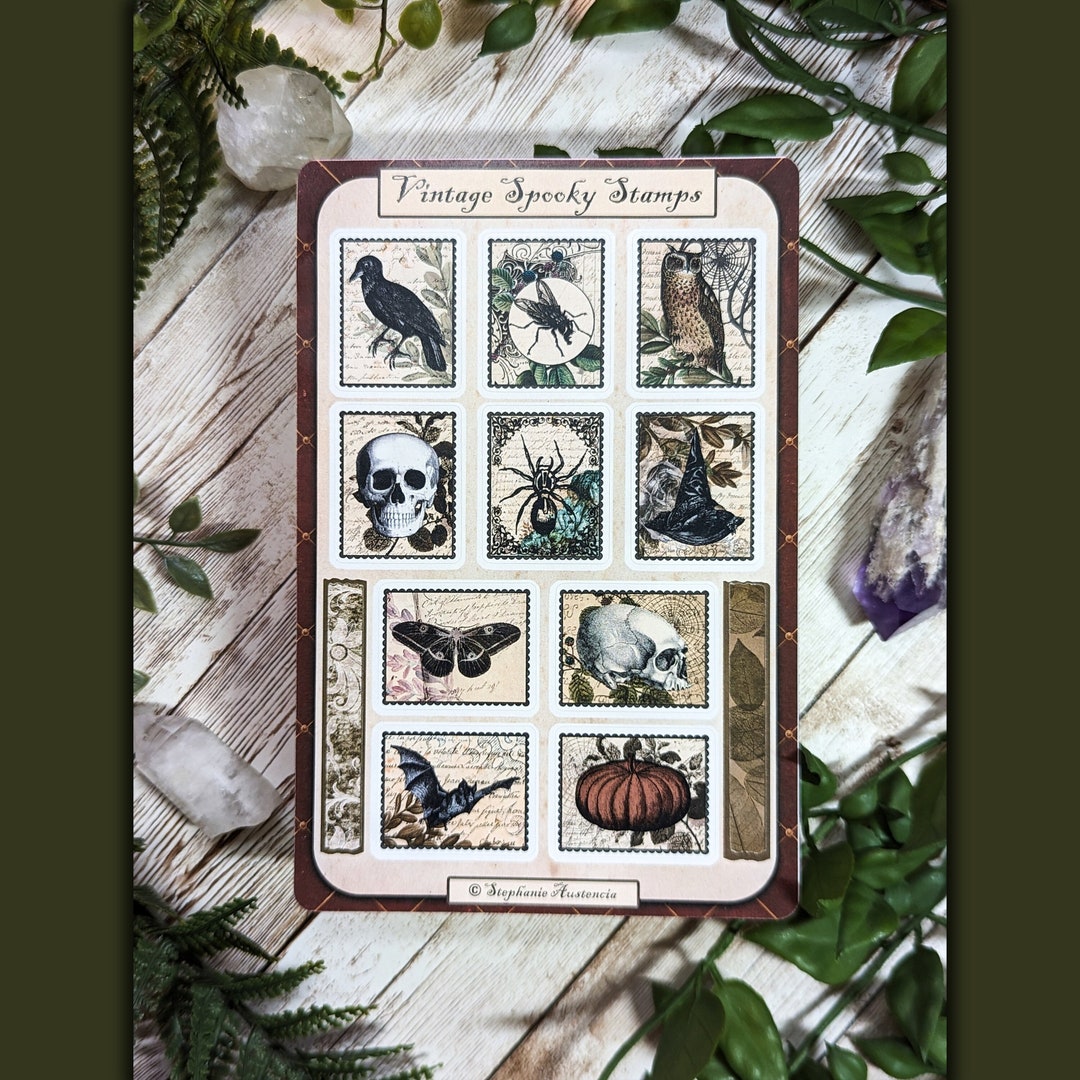 Vintage Inspired Spooky Stamp Stickers for Journaling, Bullet Journal ...
