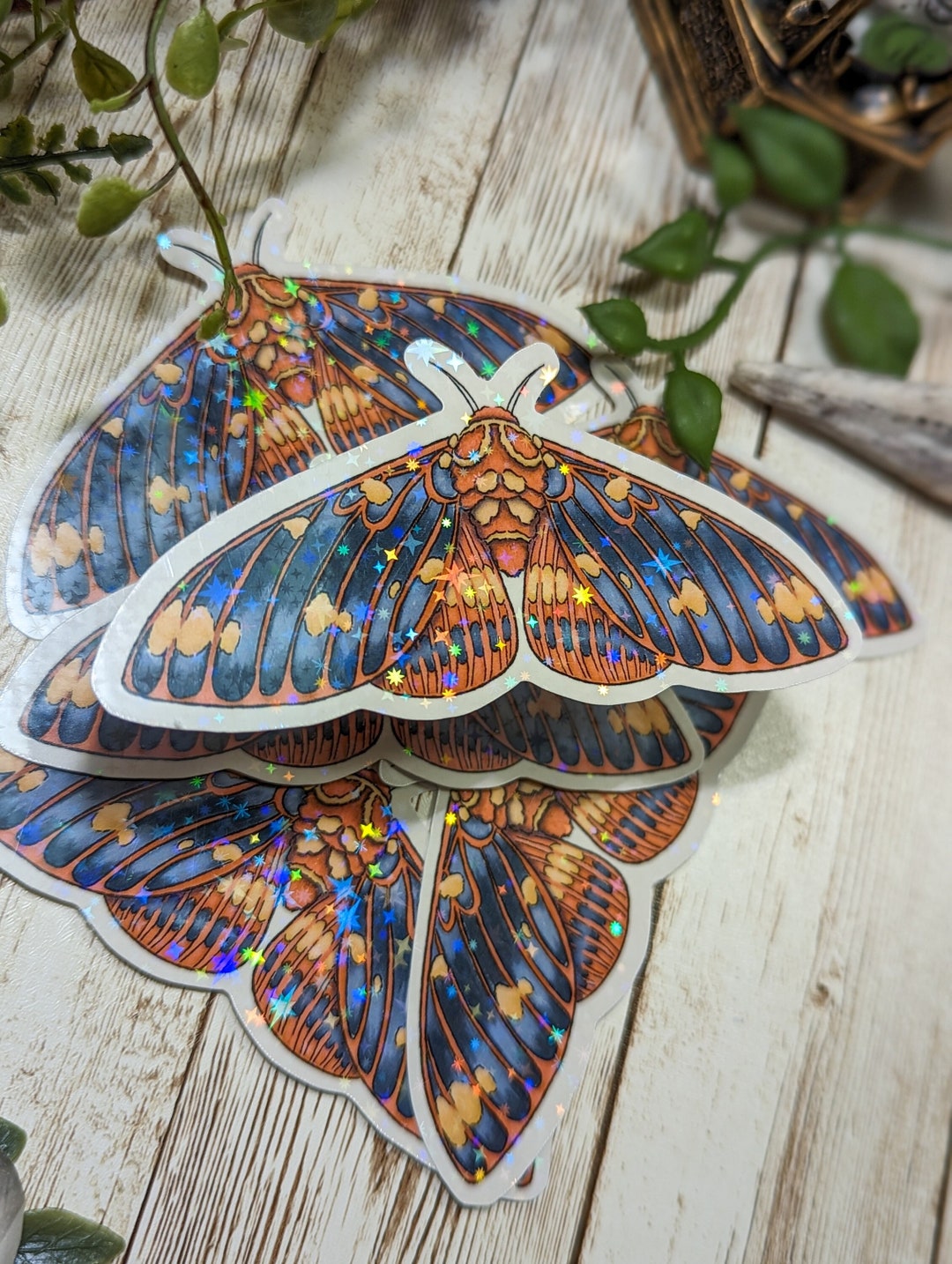 Regal Moth Holographic Sticker, Regal Moth Sticker, Laminated Sticker ...