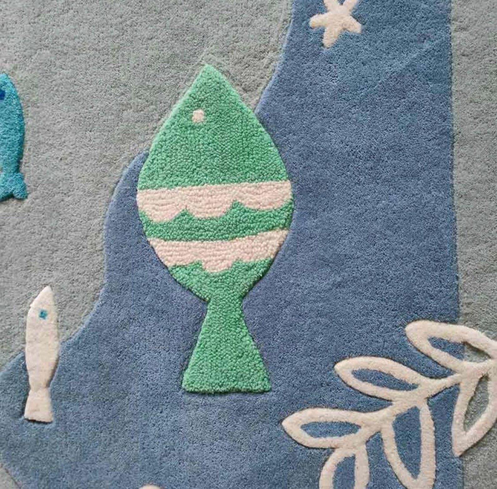 Under the Sea Rug Design Hand Tufted Rug 100% Wool Handmade Area Rug ...