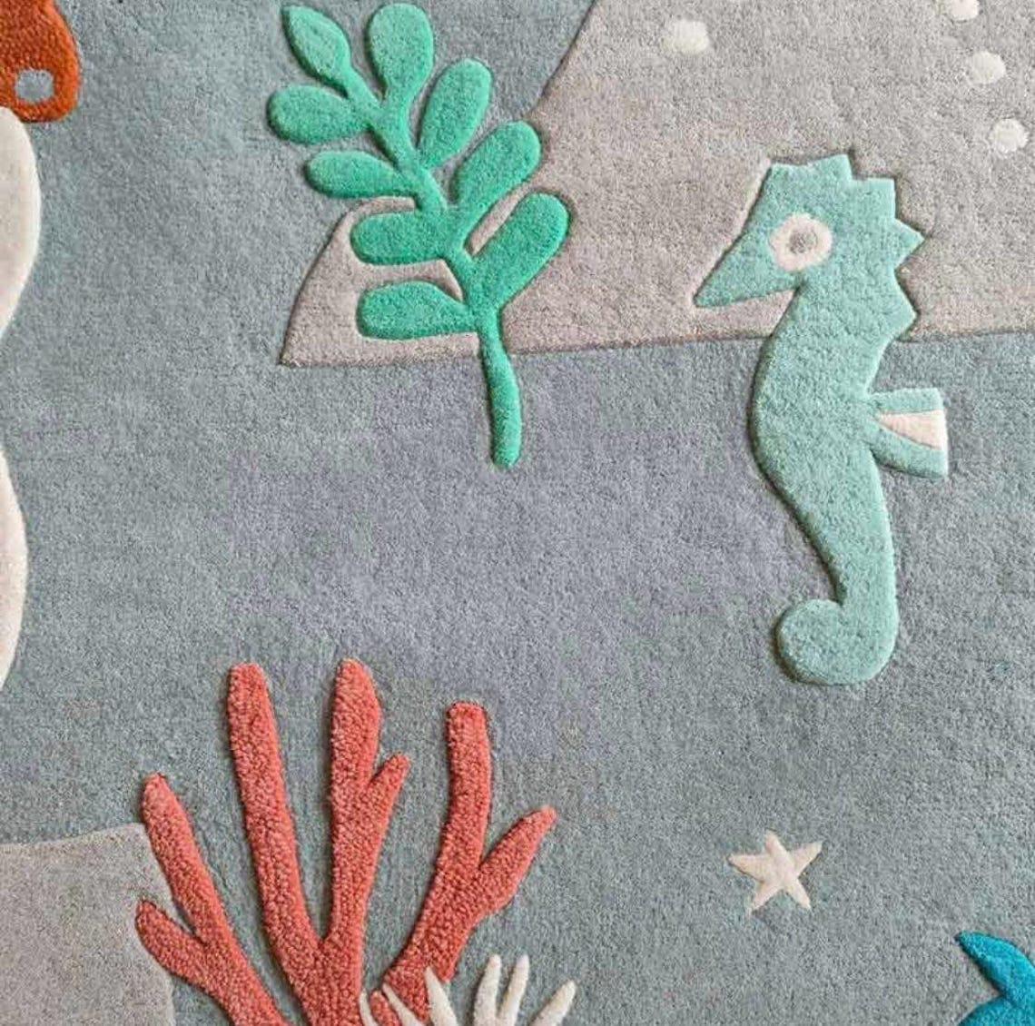 Under the Sea Rug Design Hand Tufted Rug 100% Wool Handmade Area Rug ...