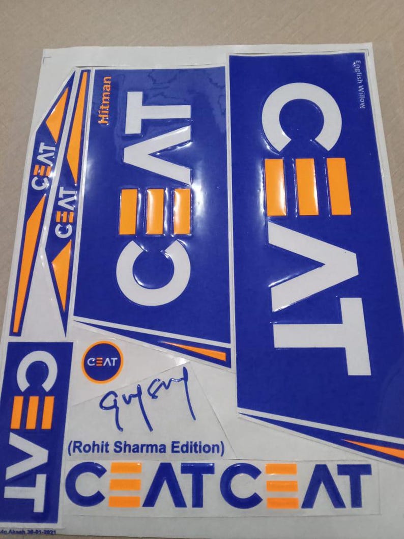 2025 Latest Edition ROHIT SHARMA CEAT (pack of 3 Cricket Bat Stickers ...