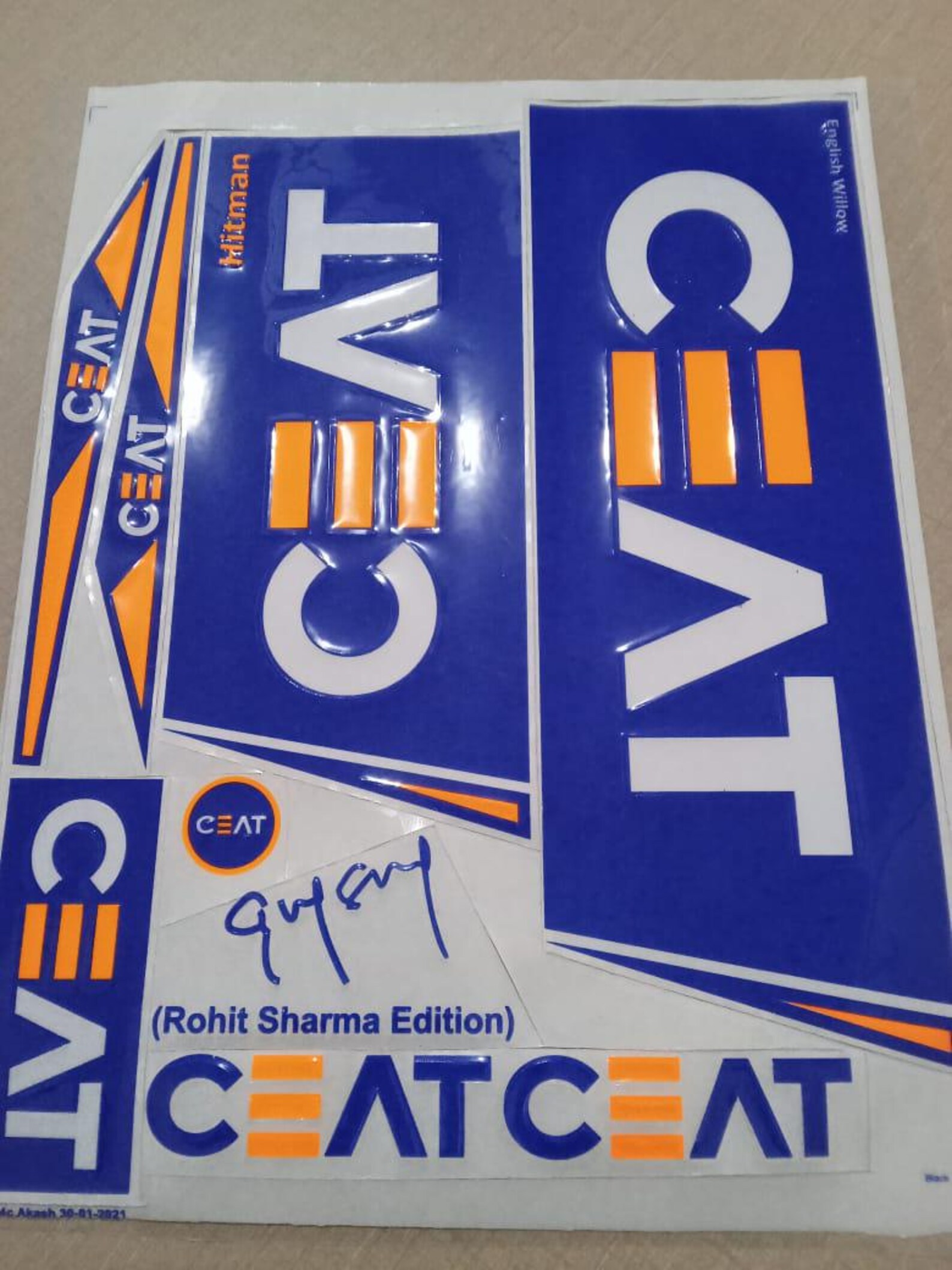 2025 Latest Edition ROHIT SHARMA CEAT (pack of 3 Cricket Bat Stickers ...
