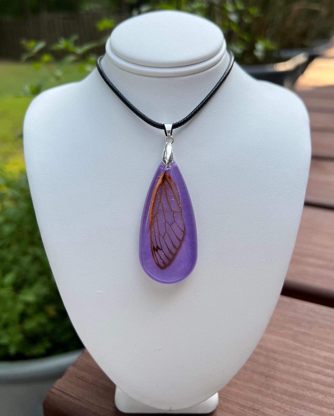 Real Periodical Cicada "fairy Wing" Purple Teardrop Resin Pendant ...