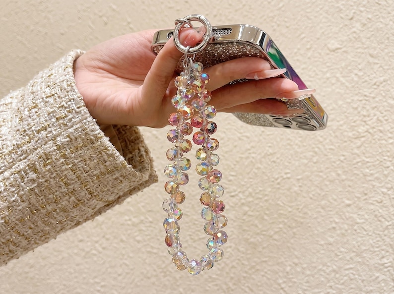 Beaded Phone Wrist Strap, Bracelet Style Lanyard Chain for Smartphones ...