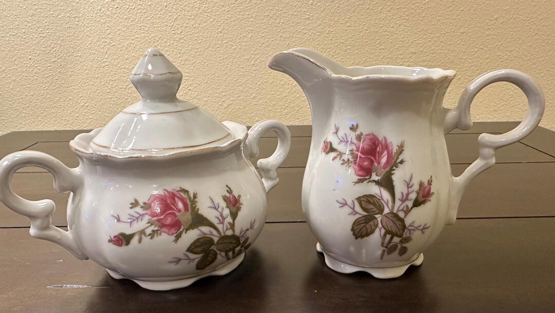 Vintage Royal Sealy 1940’s Moss Rose Pattern Sugar and Creamer Set - Etsy