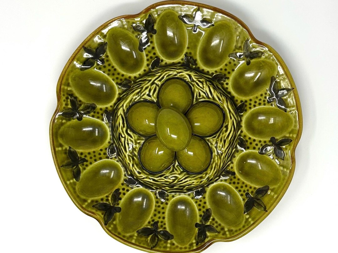 MCM Deviled Egg Platter With Center Nest Design - Etsy