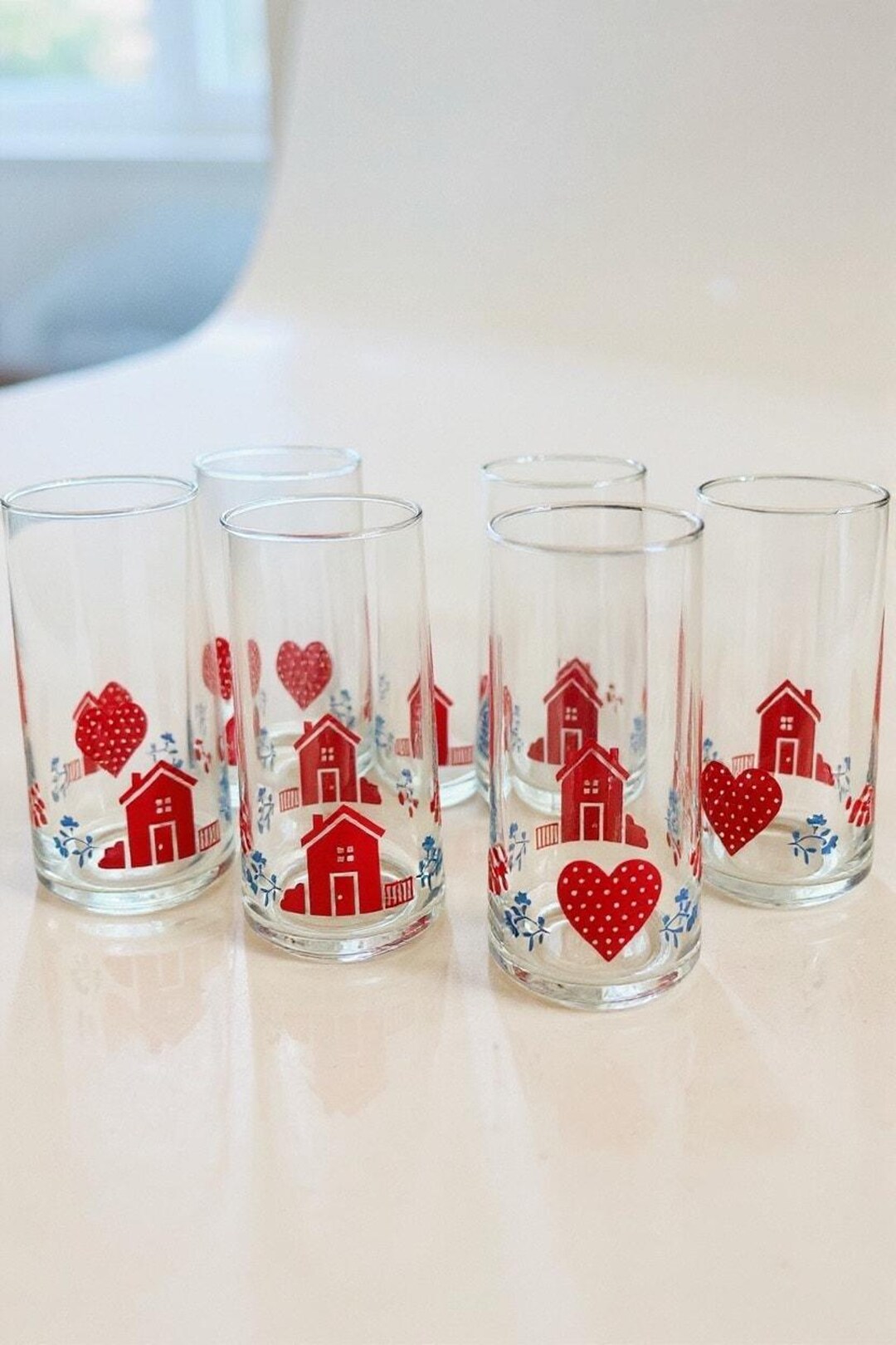 Country Kitchen Glasses Heart Houses for Kitchen Drinking Glasses ...
