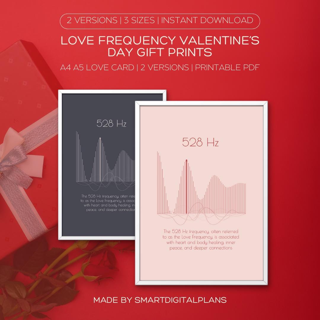 528 Hz Love Frequency Digital Print – Romantic Wall Art for Valentine’s ...