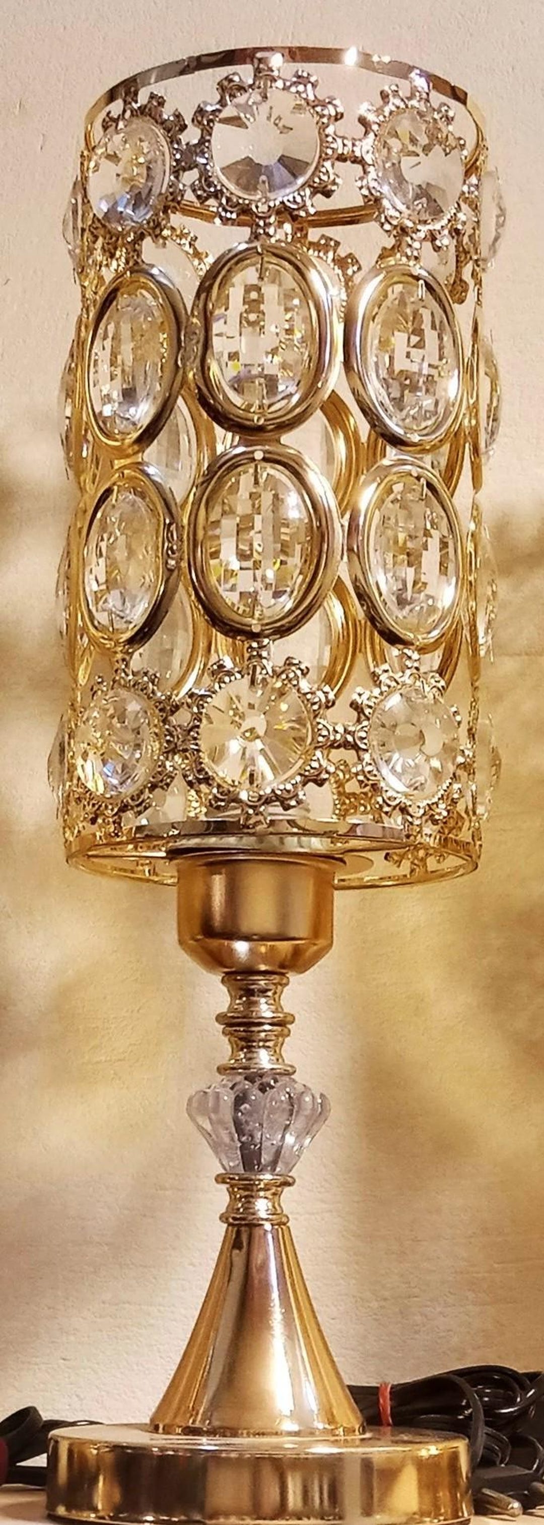 Luxury Crystal Table Lamp Vintage Gold Bedside Lamp, Elegant Decorative ...
