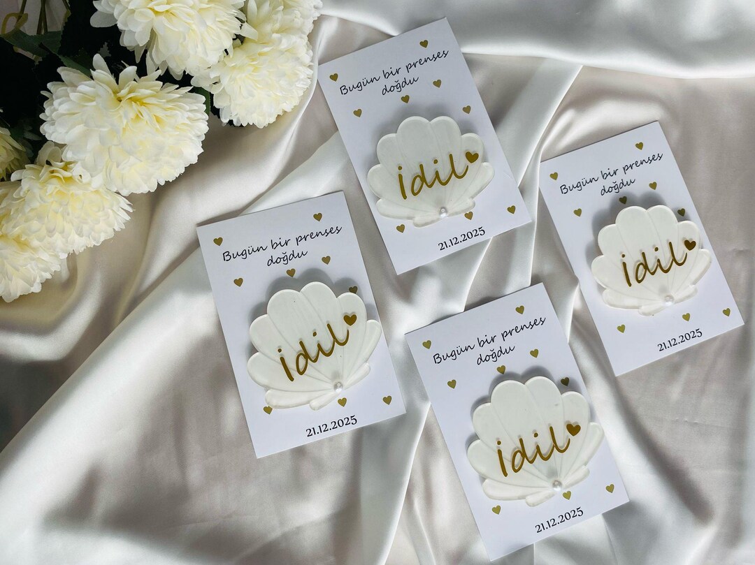 Personalized Oyster Shell Acrylic Magnet, Baby Shower Favors, Custom ...