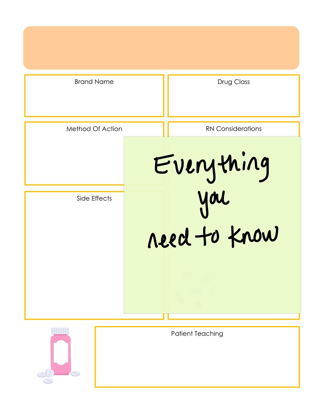 ORANGE Medication Sheet Template Instant Download PDF or Print for ...