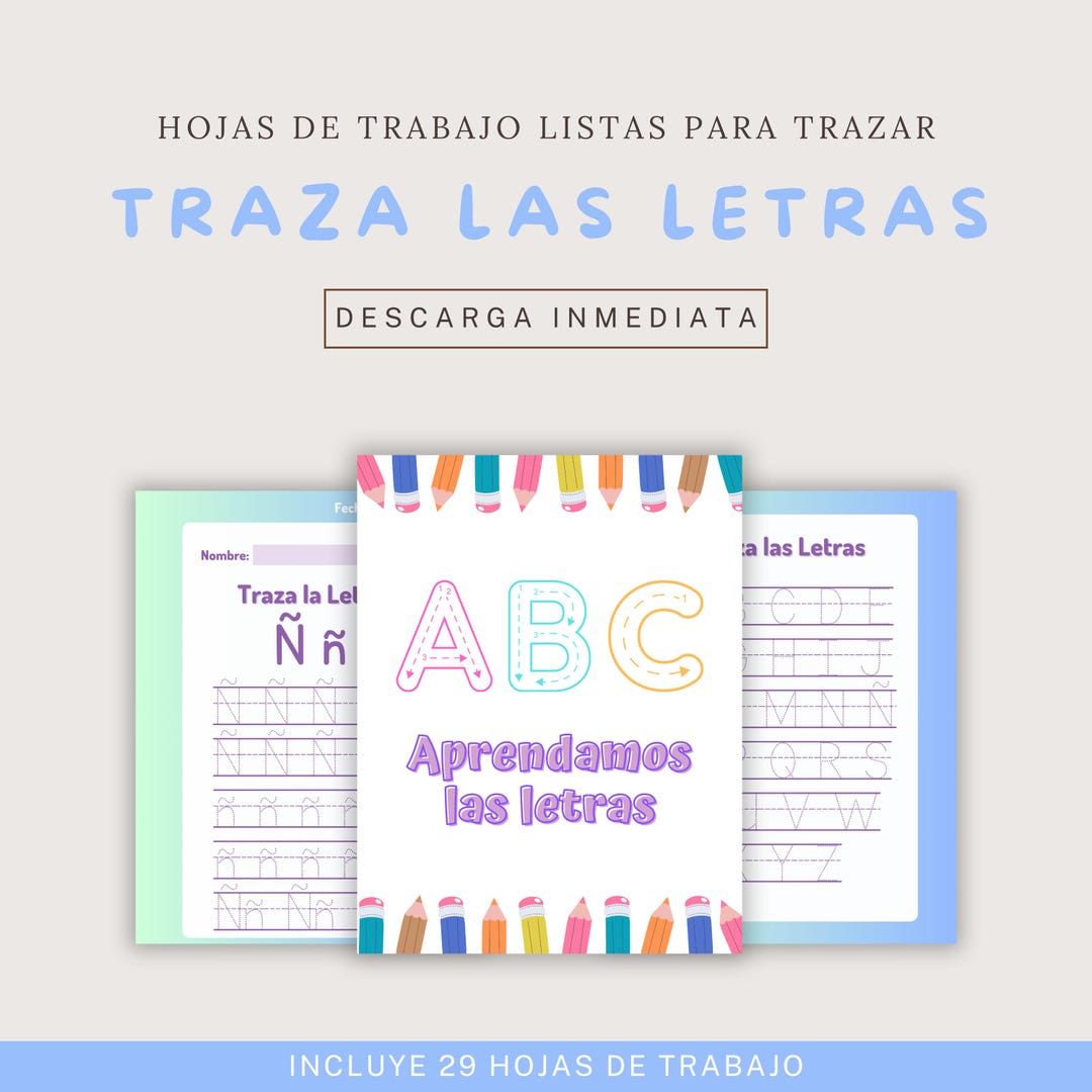 Traza Las Letras | Traza El Alfabeto | Spanish Alphabet Worksheets - Etsy