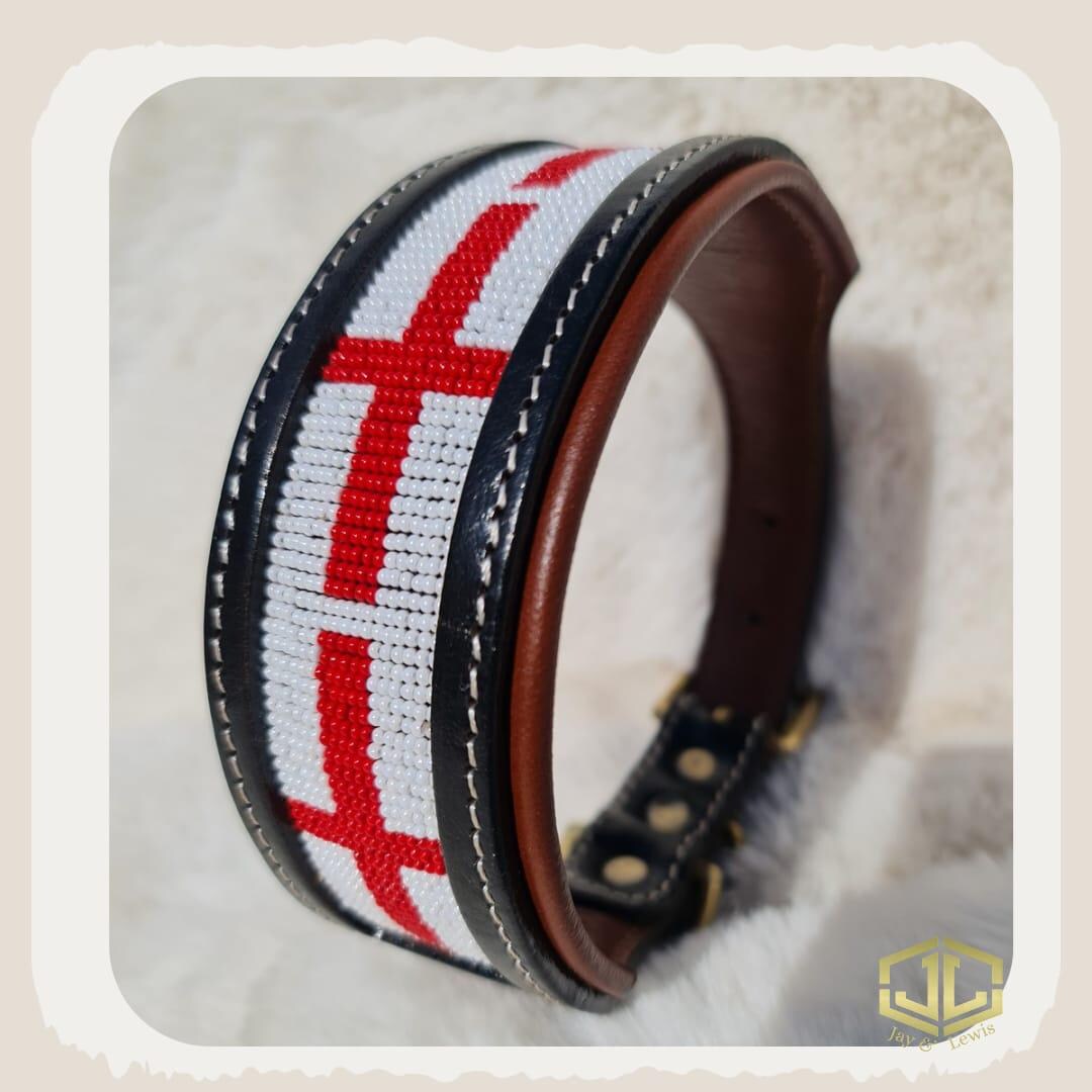 Handcrafted St. George's Cross Buffalo Leather Dog Collar - Etsy