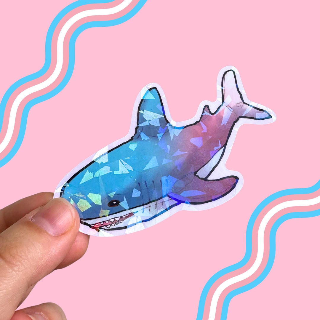 Blåhaj IKEA Trans Vinyl Holographic Sticker - Etsy