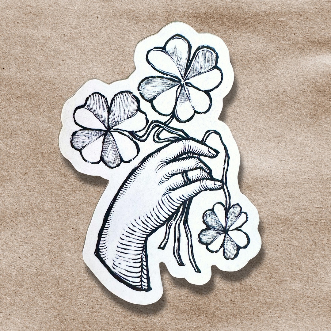 Wood Carving Clover Medieval Art Tattoo Dark Academia Vinyl Decal ...
