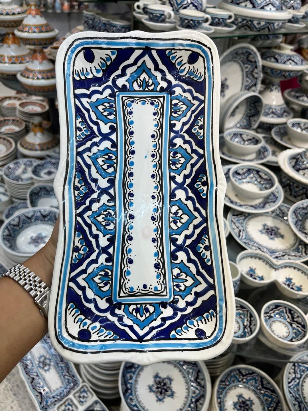 Ceramic Dish, Traditional Tunisian Pattern, Blue, Mediterranean ...