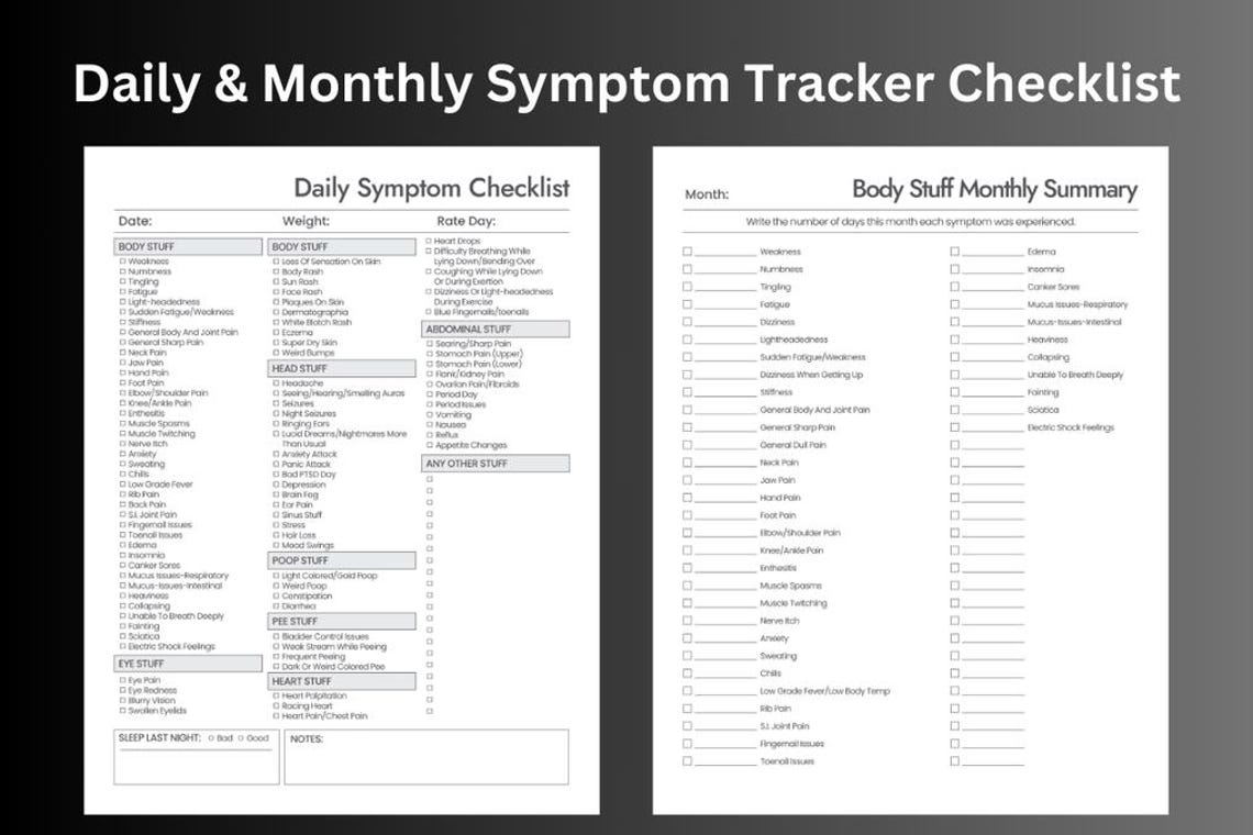 Chronic Illness Symptom Tracker and Health Journal | Daily & Monthly ...