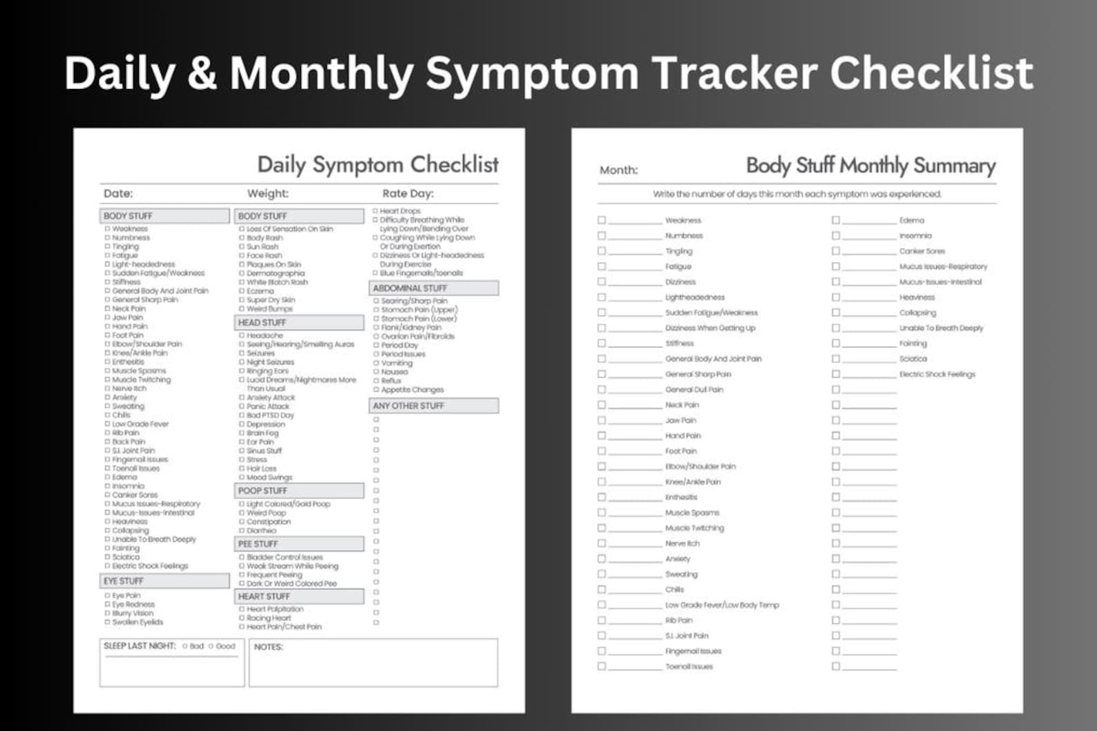 Chronic Illness Symptom Tracker and Health Journal | Daily & Monthly ...