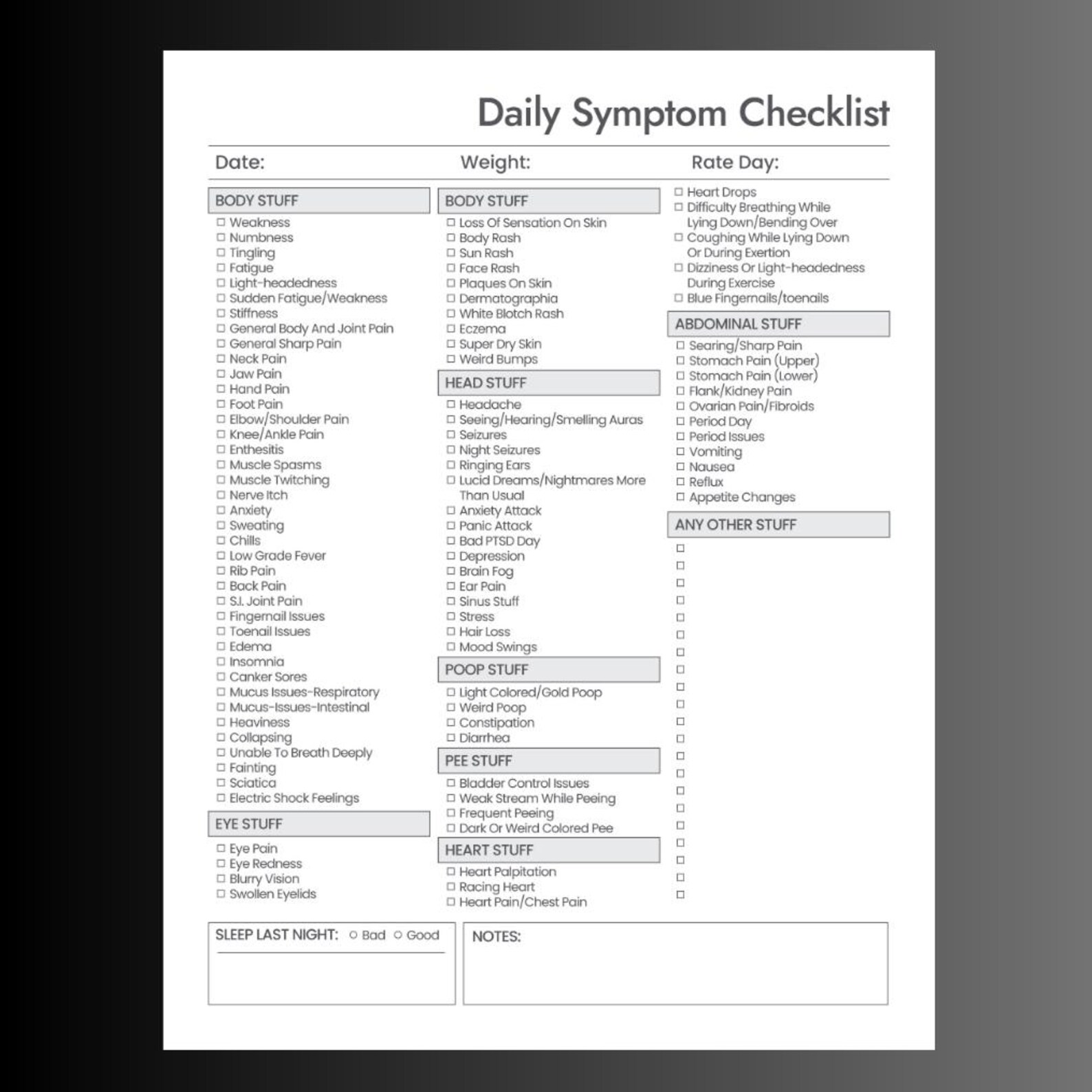 Chronic Illness Symptom Tracker and Health Journal | Daily & Monthly ...