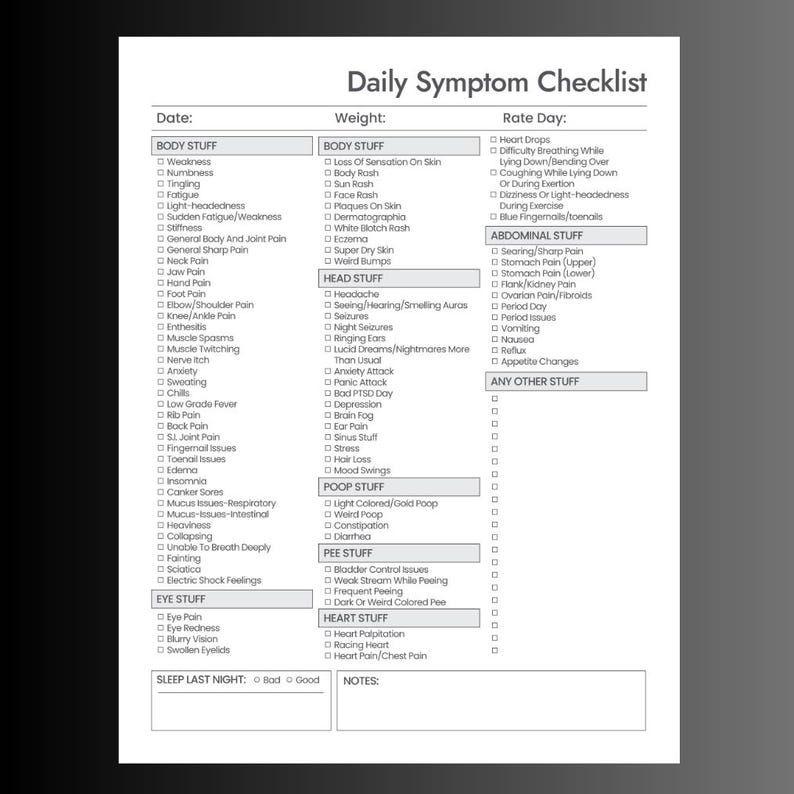 Chronic Illness Symptom Tracker and Health Journal | Daily & Monthly ...