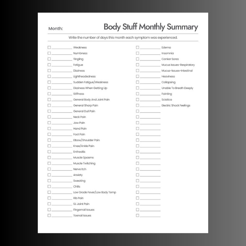 Chronic Illness Symptom Tracker and Health Journal | Daily & Monthly ...