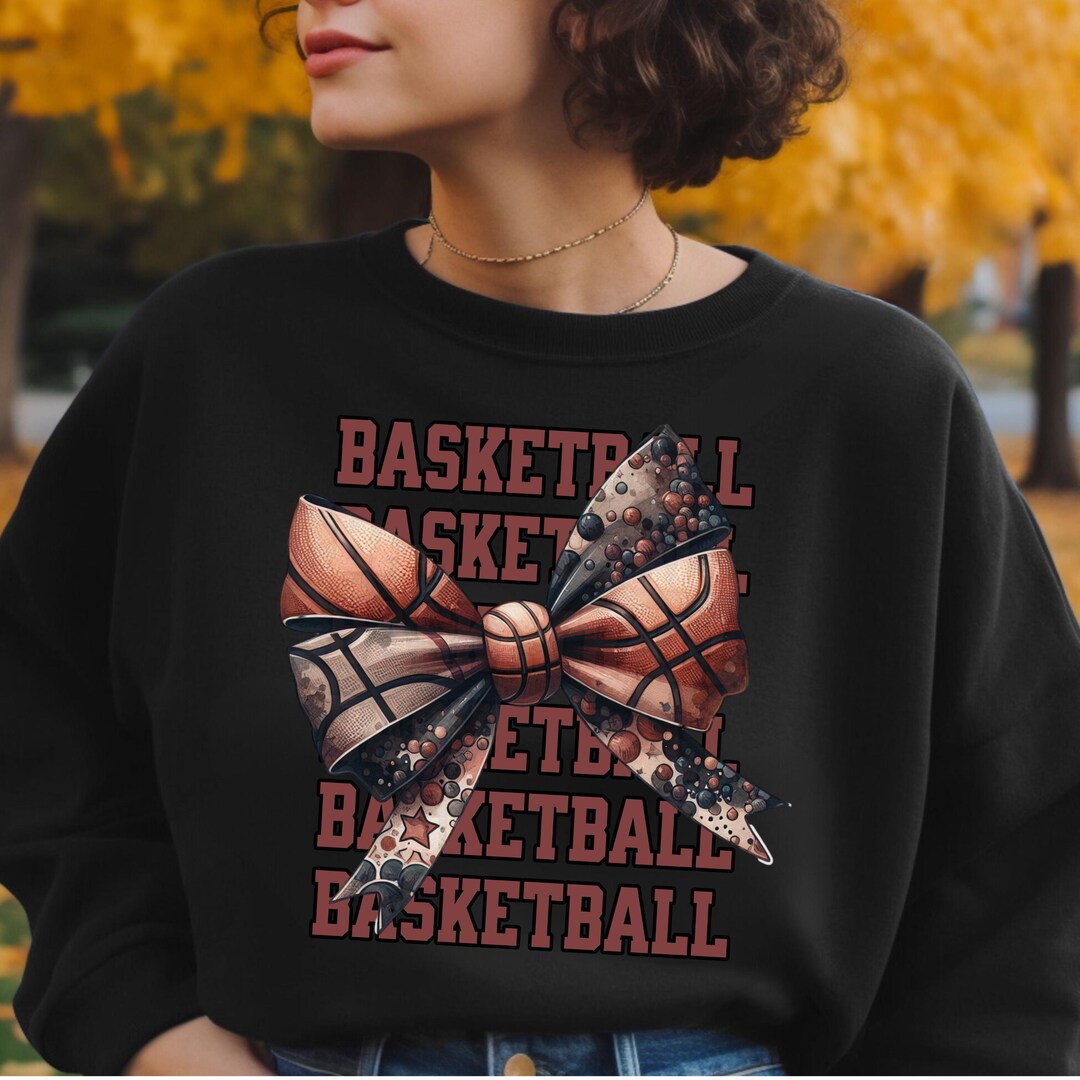 Basketball Bow PNG Sports Bow Sublimation Design Basketball Cheer Bow ...