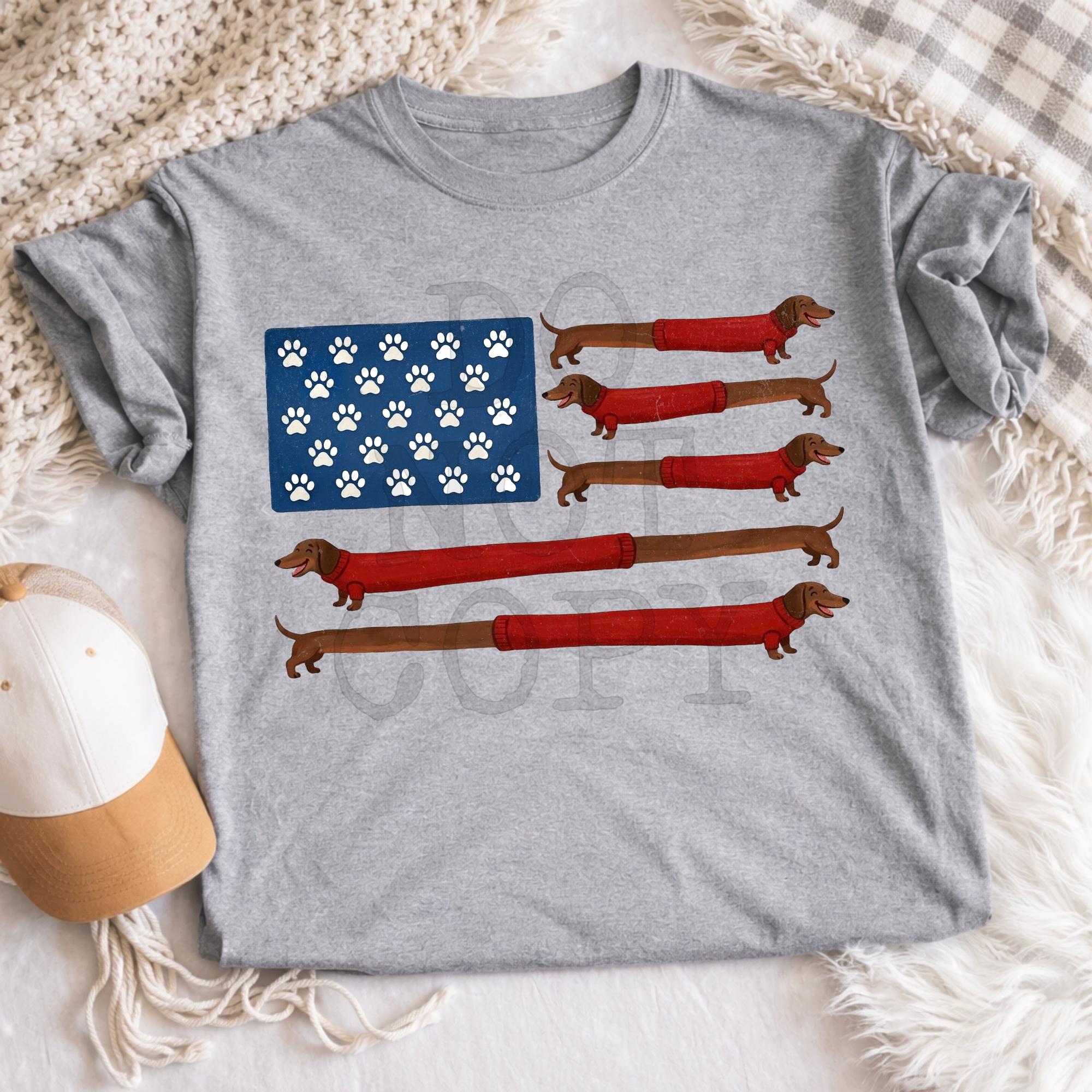 Patriotic Dachshund PNG, American Flag Wiener Dog Design, 4th of July ...