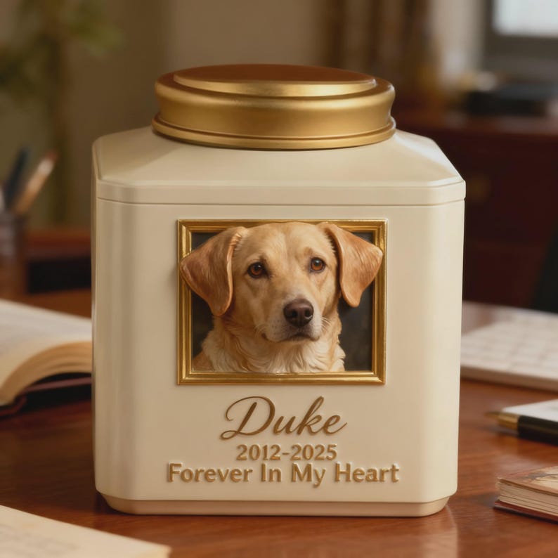 Custom 3D Embossment Dog Urn for Ashes From Photo, Personalized Pet ...