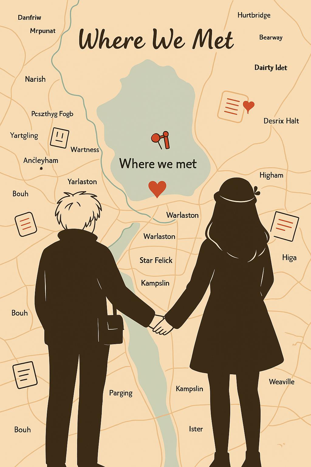 Custom Couple Map, Where We Met Map, Anniversary Gift for Her or Him ...