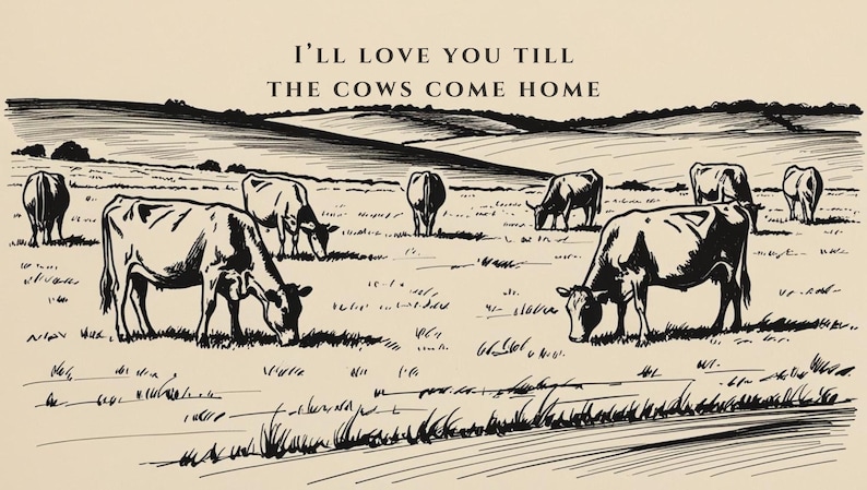Rustic Cow Printable Wall Art - 'i'll Love You Till the Cows Come Home ...